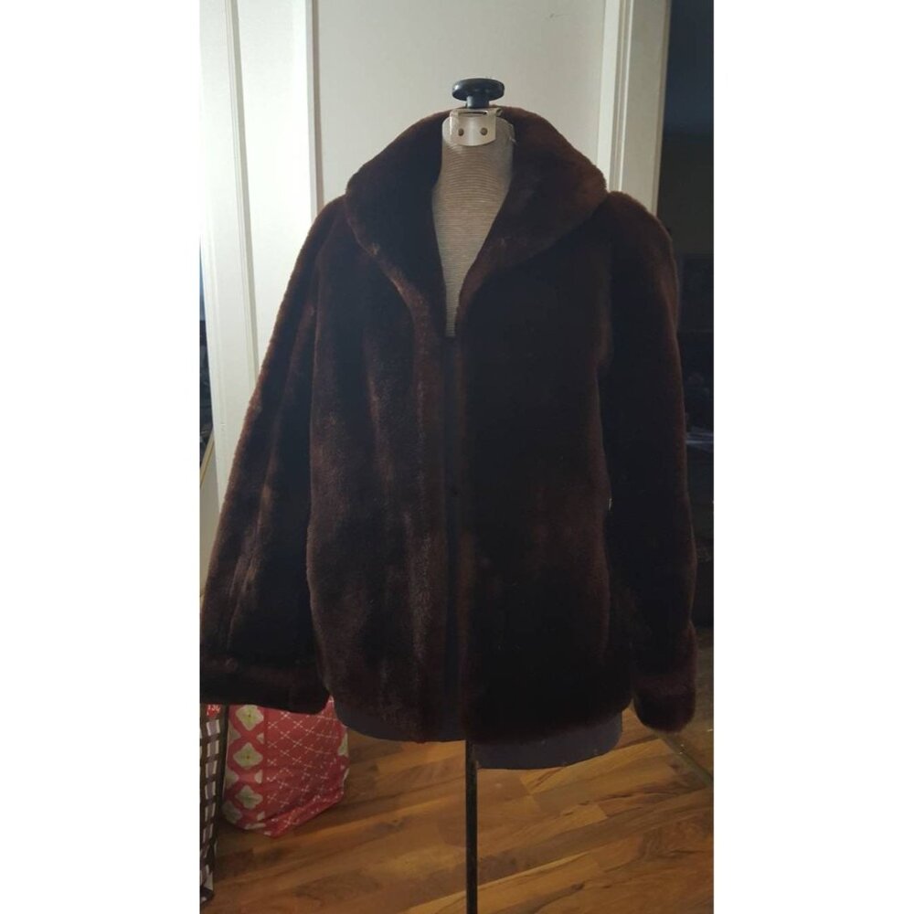 Vintage Wool Real Shearling Jacket. Cinnamon Brown Sa… - Gem